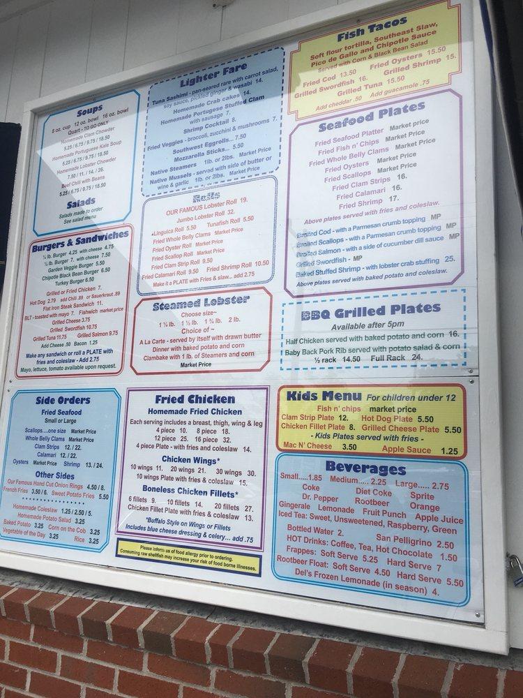 Menu at PJ's pub & bar, Wellfleet