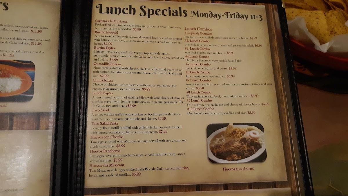 Menu at Casa Mexico Restaurant, Two Rivers