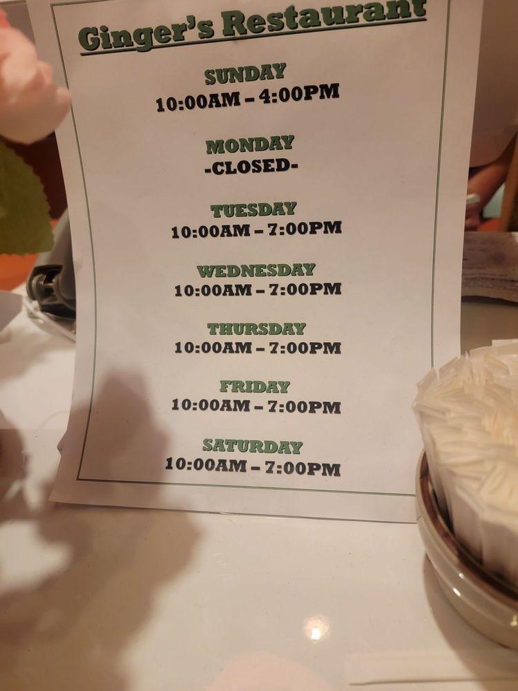 Menu at Ginger's Restaurant, Soldotna