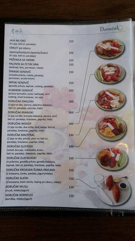 Menu at Green Pizza restaurant, Belgrade, Ratka Mitrovića 181