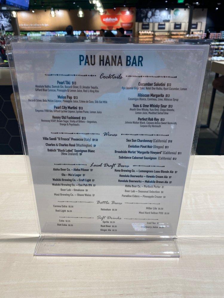 Menu at Pau Hana Bar, Pearl City