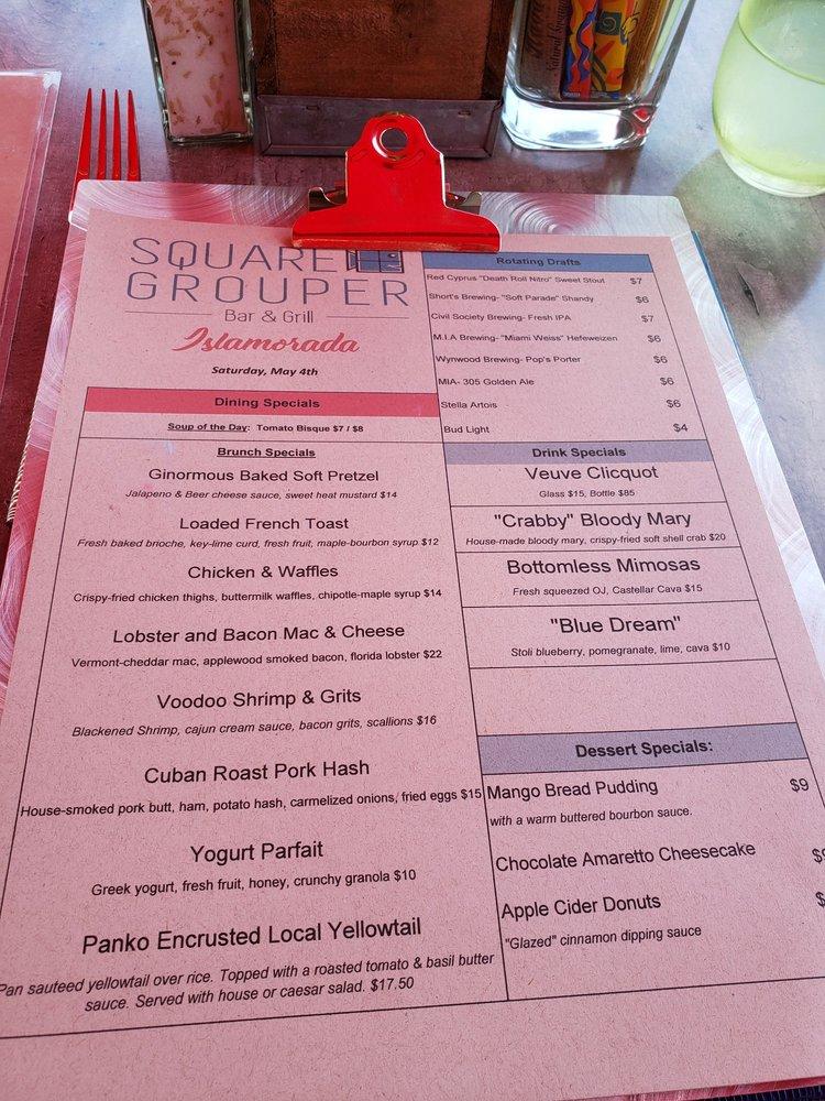 Carta de parrilla Square Grouper Islamorada, Islamorada