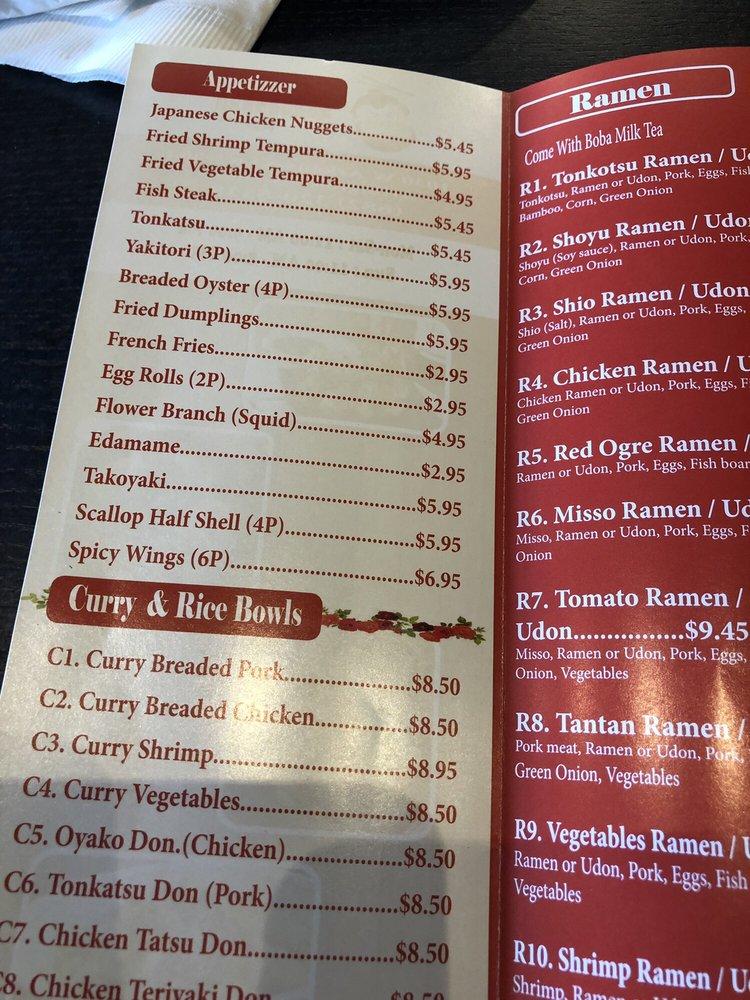 Menu at Sumo Ramen restaurant, Arlington