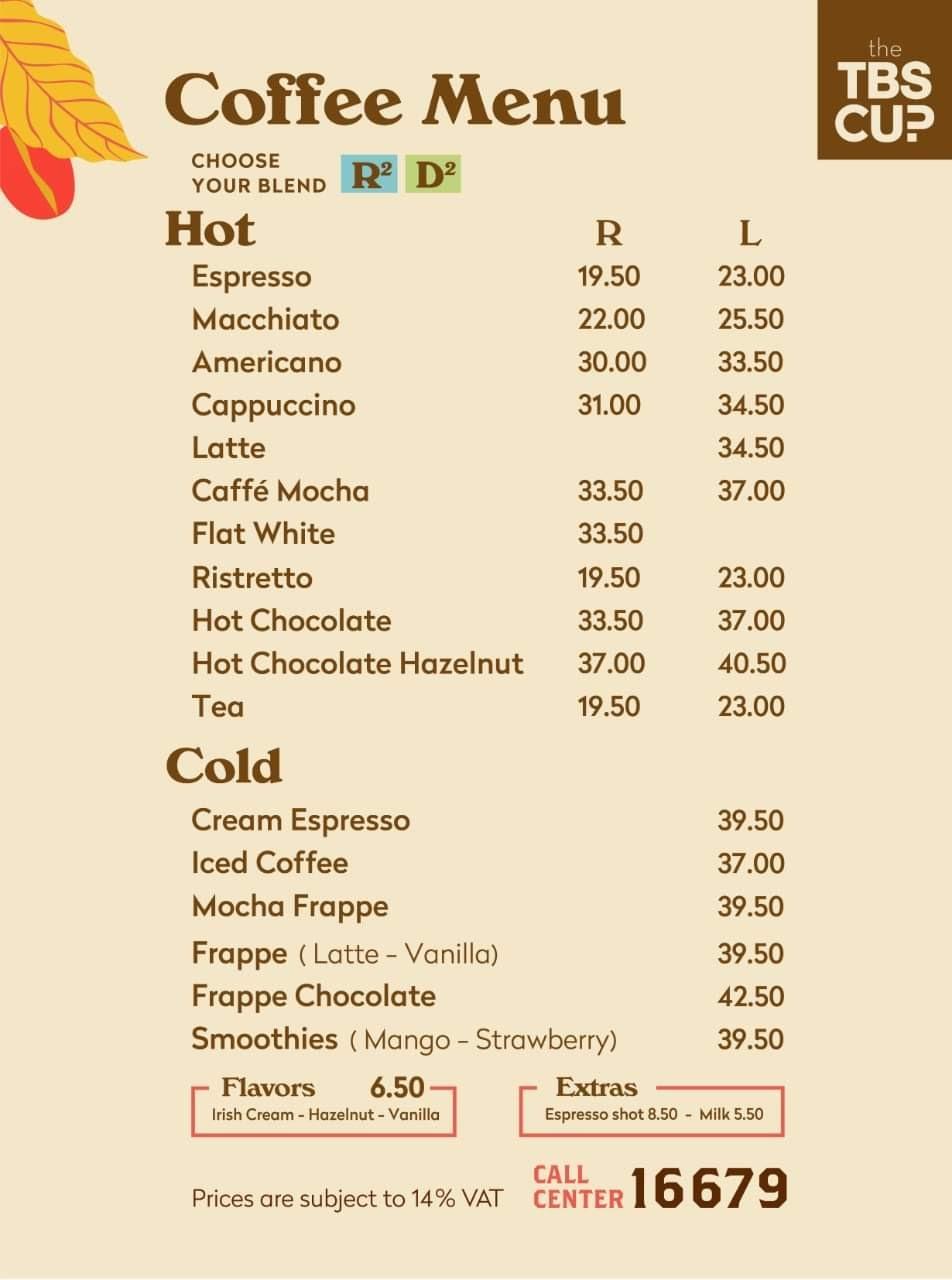 Speisekarte von TBS - The Bakery Shop, Al-Mansura