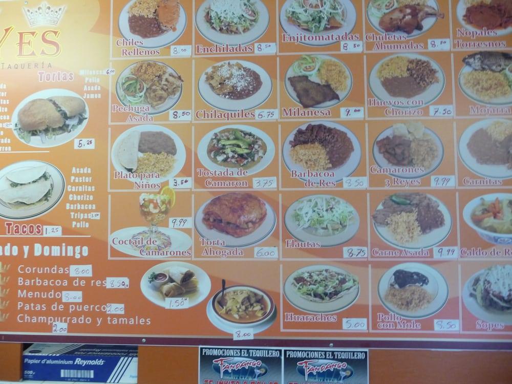 Menu at Tres Reyes, Portland