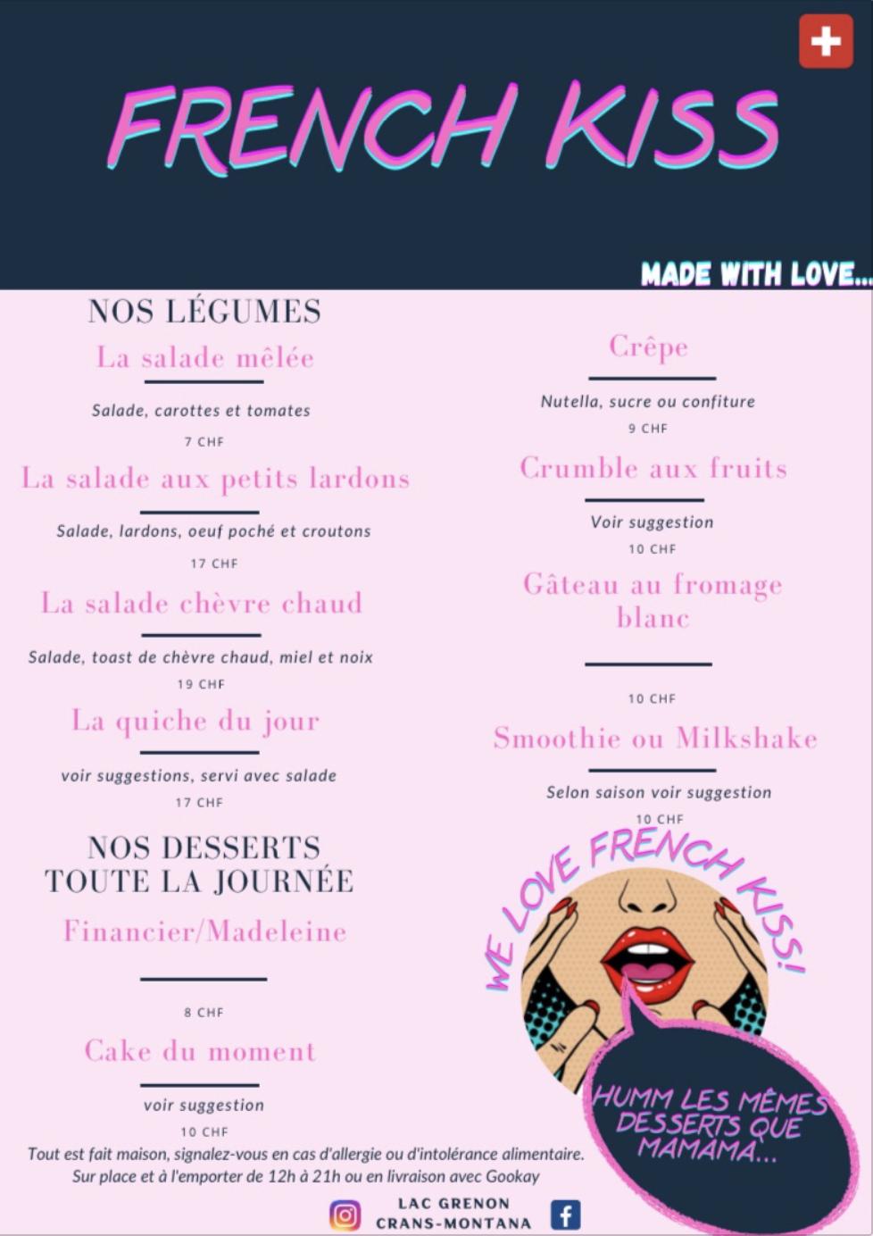 Speisekarte von French Kiss lounge, Montana