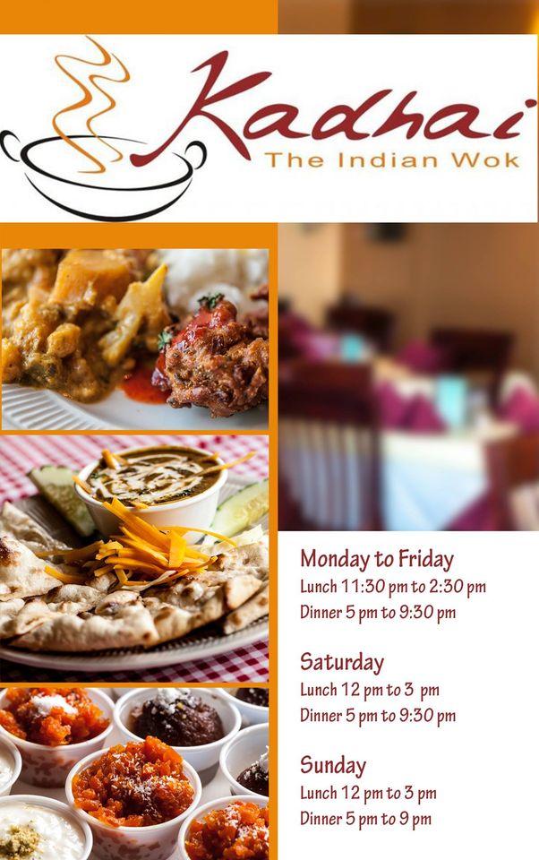 Menu at Kadhai the Indian Wok restaurant, Raleigh