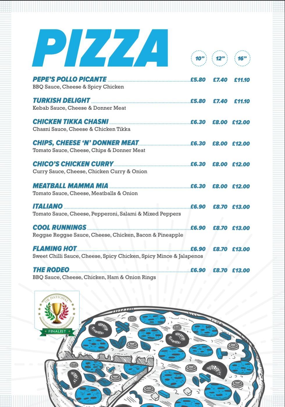 Menu at Pippo’s Cucina pizzeria, Kirkmuirhill