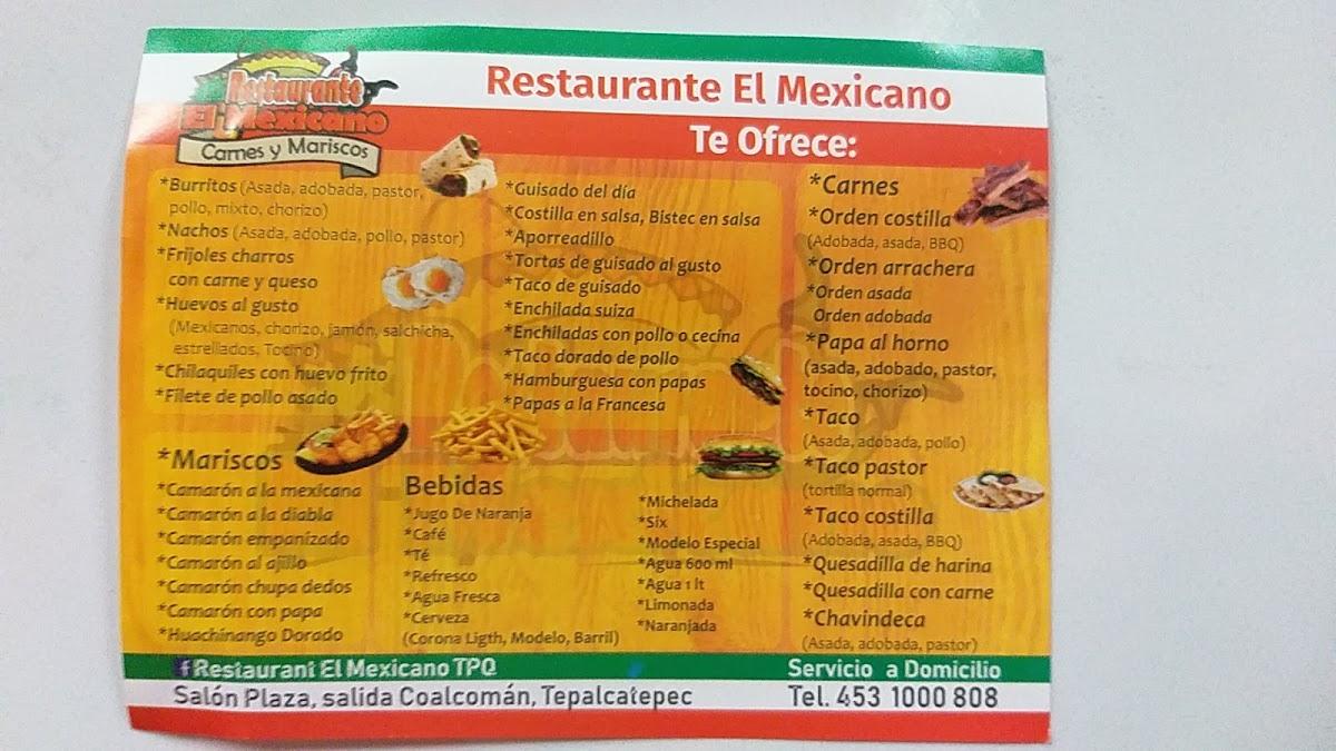 Menu at Restaurante el mexicano, Tepalcatepec