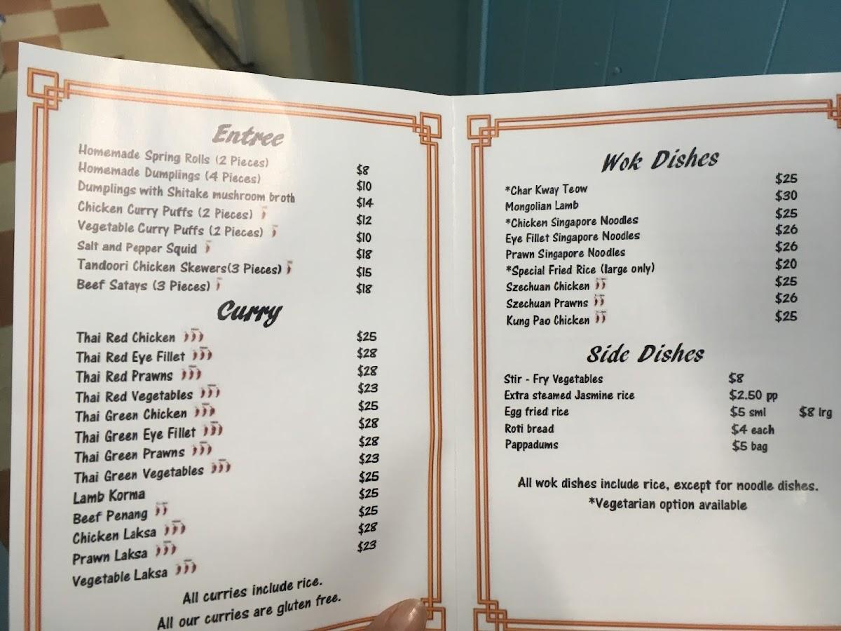 Menu at Spice House restaurant, Ulverstone