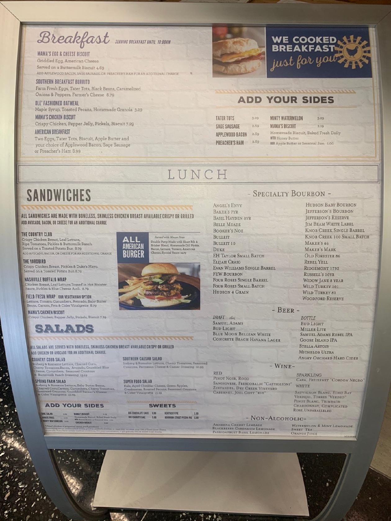 Menu at Spring Chicken restaurant, Miami, Miami-Dade County Concourse D