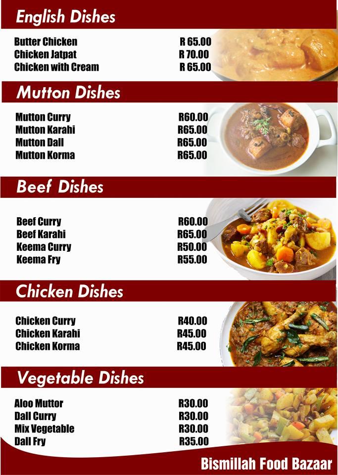 Menu at Bismillah Food Bazaar restaurant, Worcester