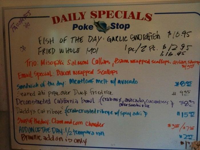 Menu at Poke Stop restaurant, Mililani, 95-1840 Meheula Pkwy