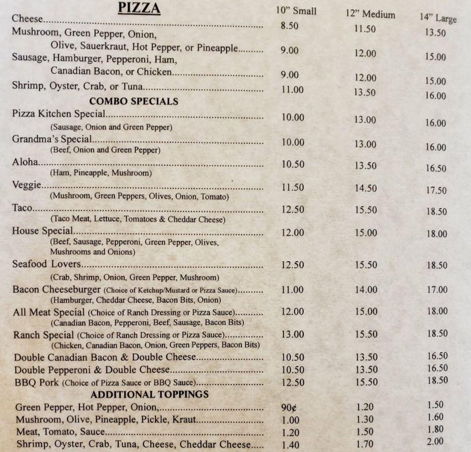 Menu at Poor Richard's Restaurant, New Hampton