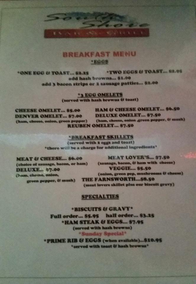 Menu at South Shore Bar & Grill, Delavan, W6763 S Shore Dr