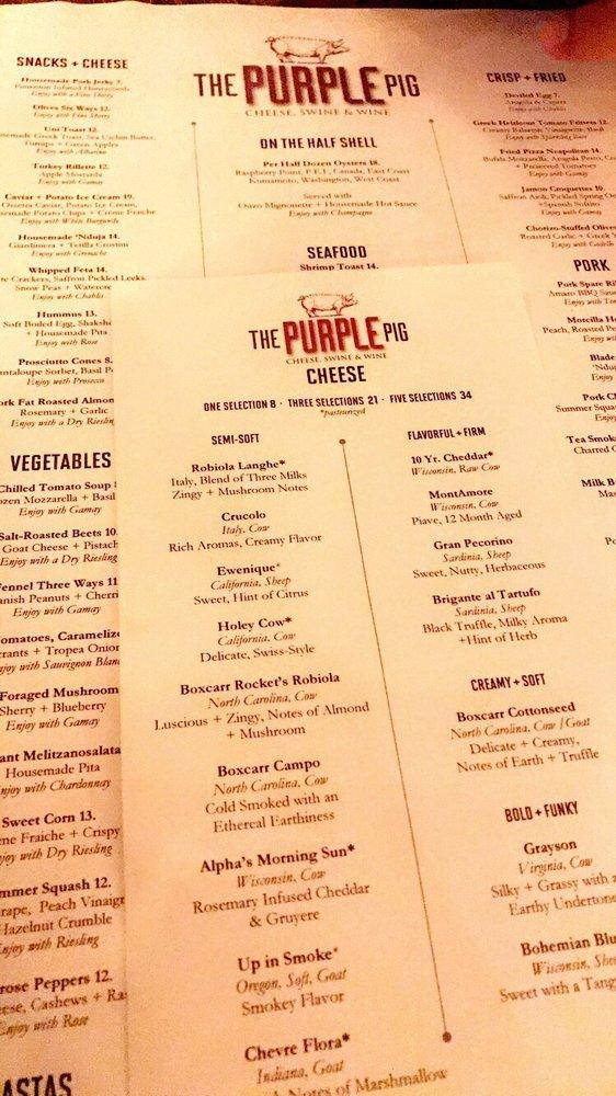 Menu at The Purple Pig Restaurant, Chicago, 444 Michigan Ave