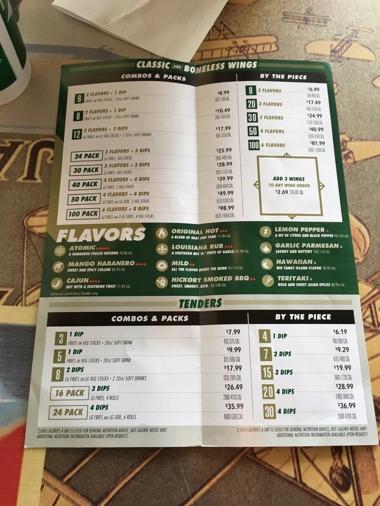 Menu at Wingstop restaurant, Belton