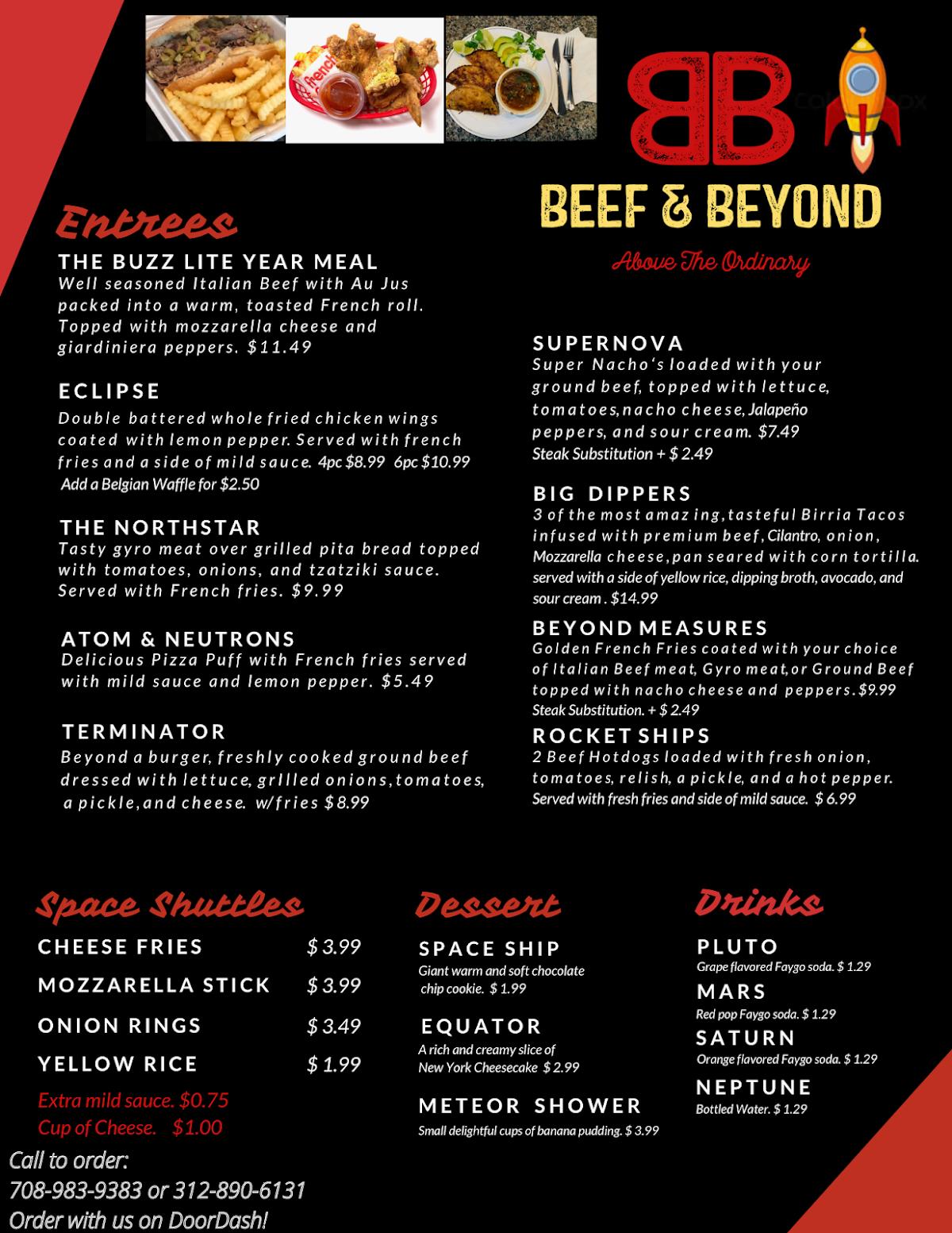 Menu at Beef & Beyond restaurant, Hiram
