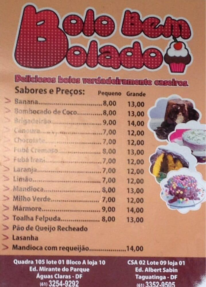 Menu em Bolo bem Bolado sobremesas, Taguatinga, Quadra 105 Lote 01 ...