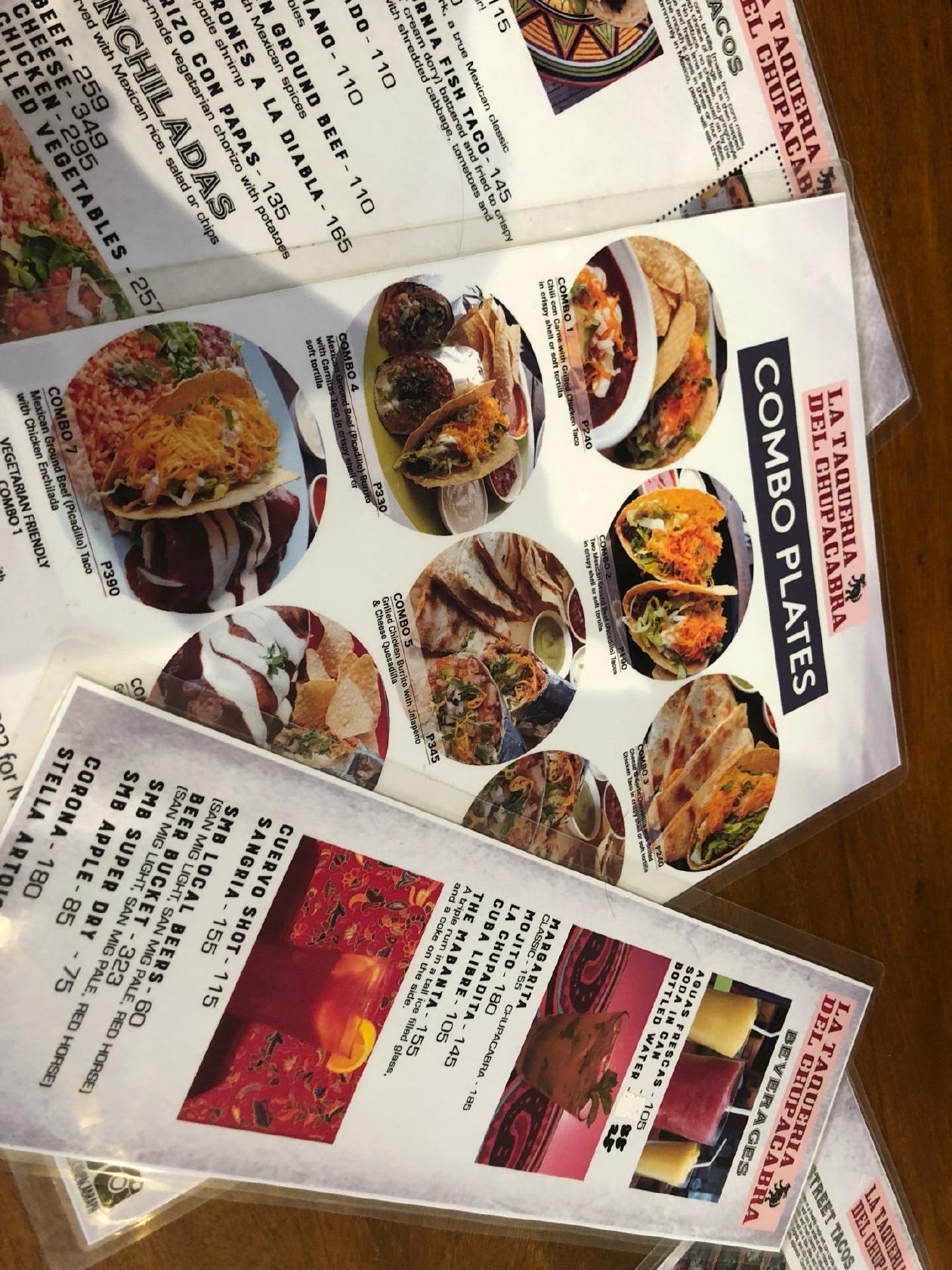 Menu at El Chupacabra restaurant, Mandaluyong