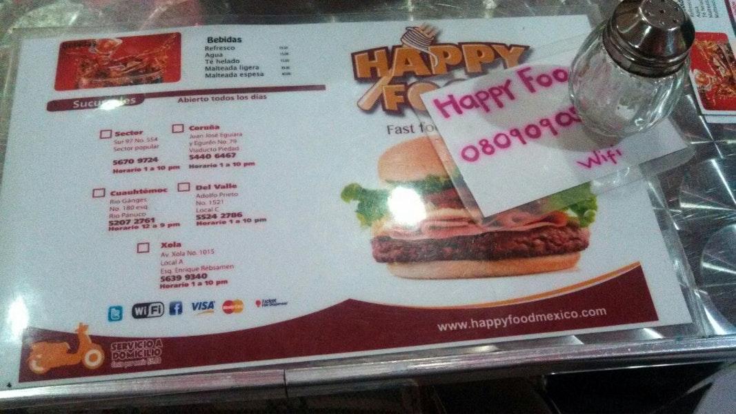 Menu at Happy Food fast food, Naucalpan, Río Ganges 180 Col. Cuahutemoc