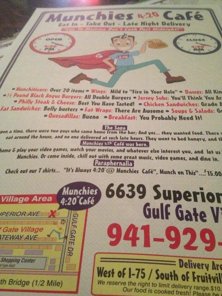 Menu at Munchies 420 Cafe, Sarasota