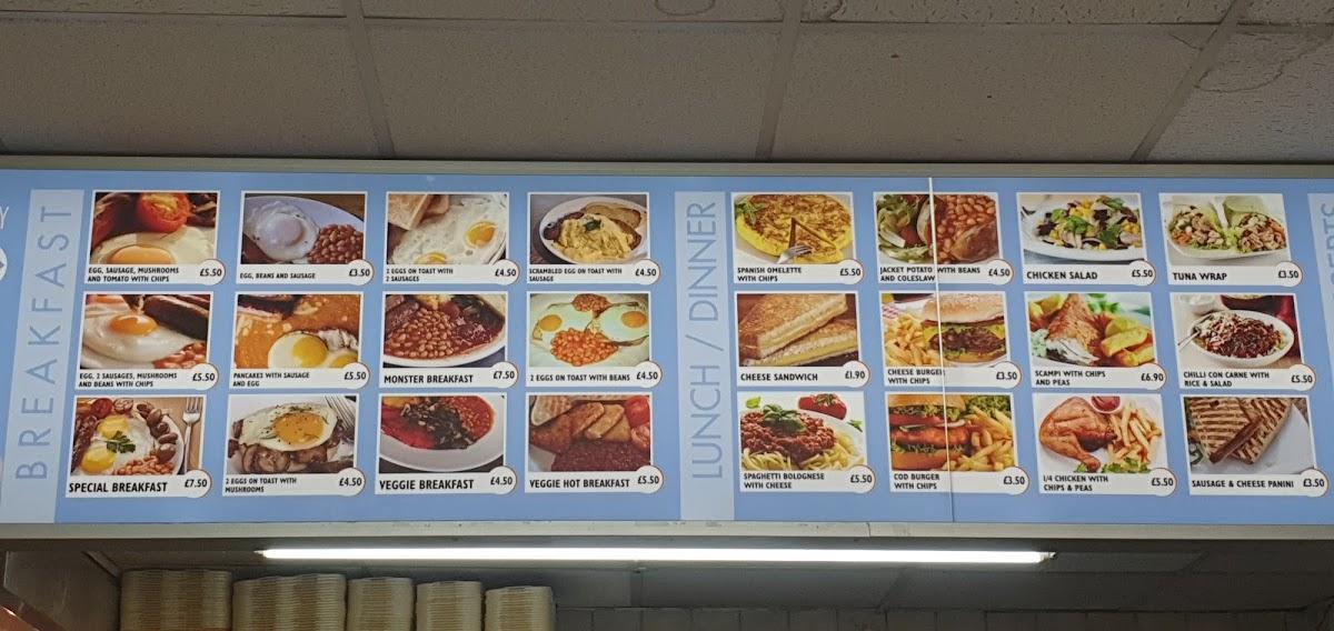 Menu at Munchy's cafe, Edgware, 122 Burnt Oak Broadway