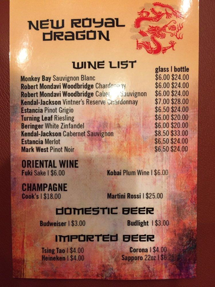Menu at New Royal Dragon restaurant, Tulsa, E 101st St