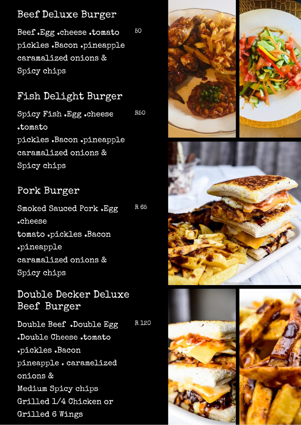 Menu at Simple Food Burger Joint restaurant, Soweto
