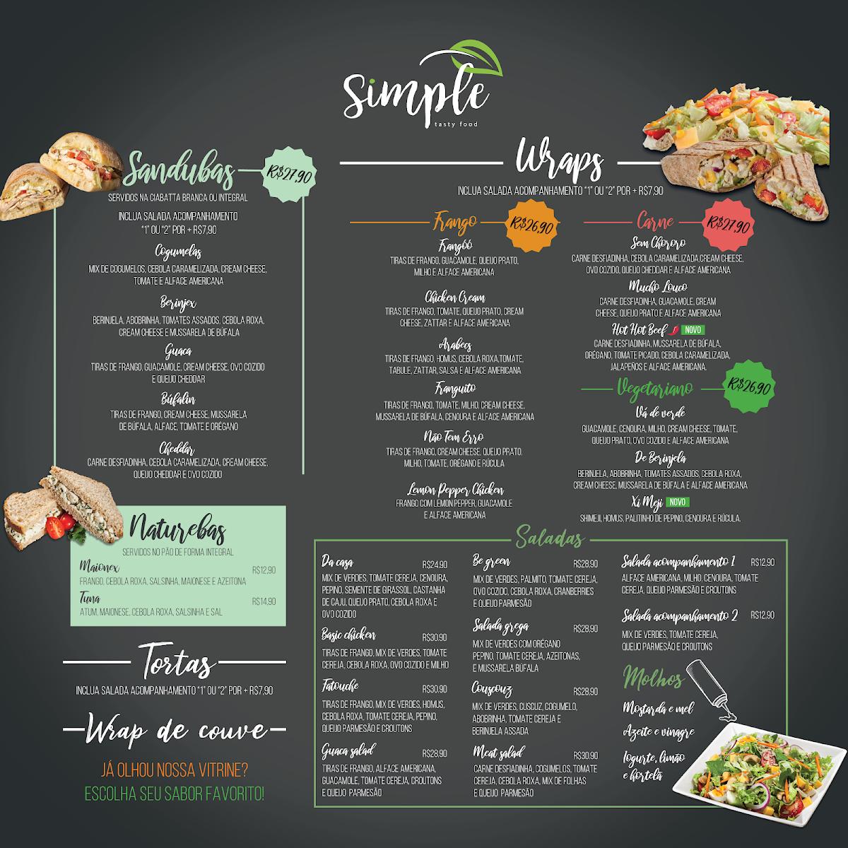 Menu at Simple Tasty Food restaurant, São Paulo, Rua Tabapuã
