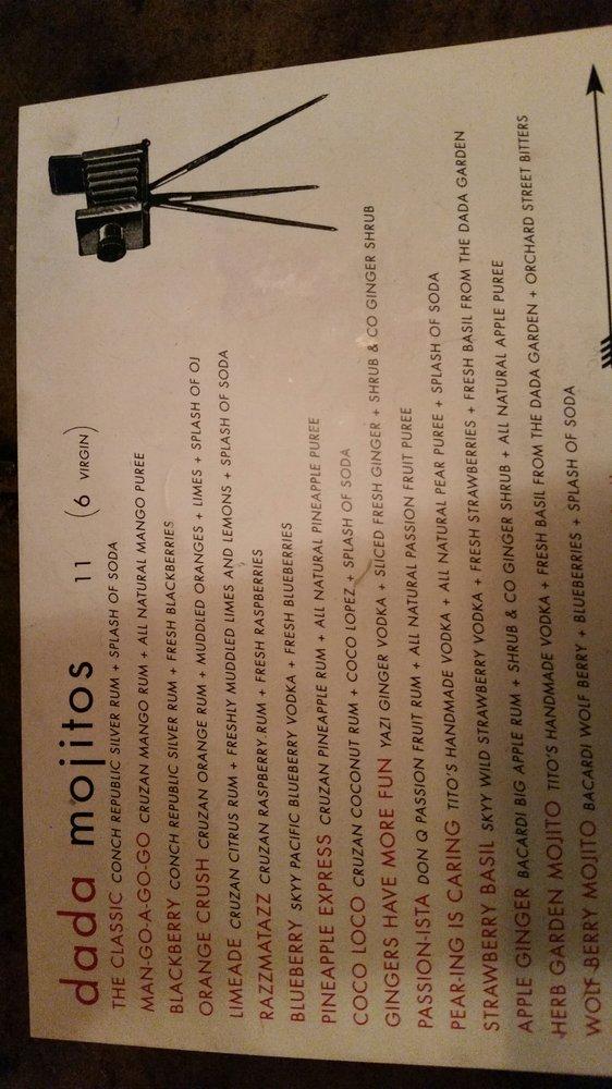 Menu at Dada pub & bar, Delray Beach