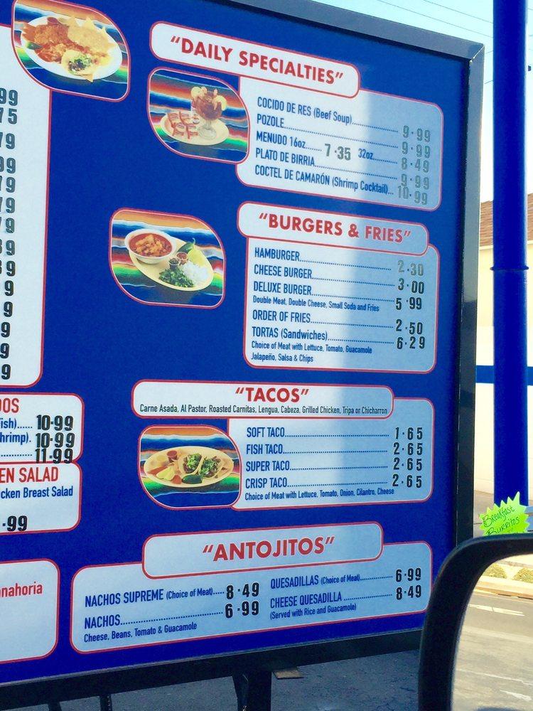 Menu at El Super Burrito Jr restaurant, Temple City