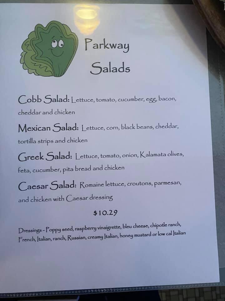 Menu at Parkway Family Restaurant, Rochester