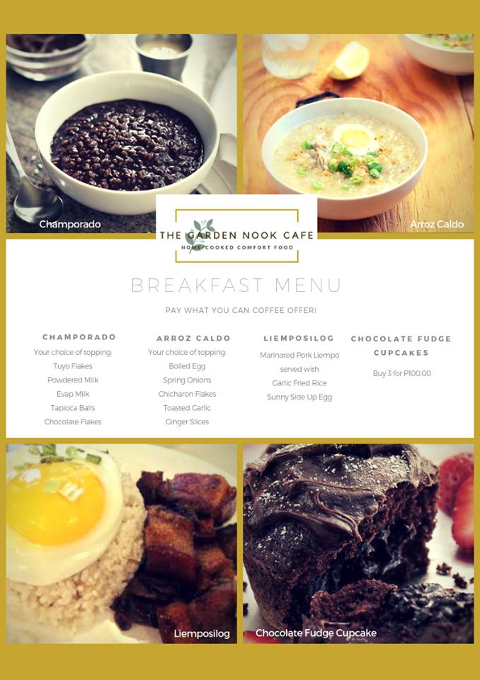 Menu at The Garden Nook Cafe, Cainta