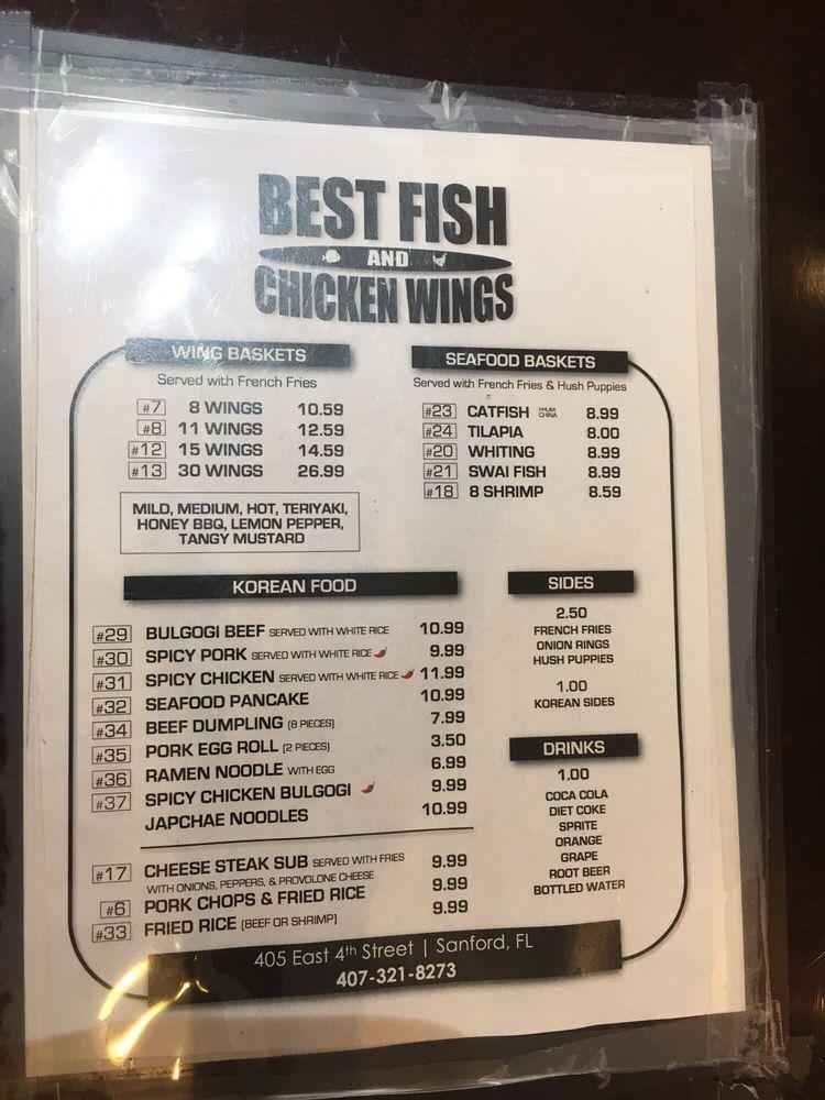 Menu at Best Fish and Chicken Wings restaurant, Sanford