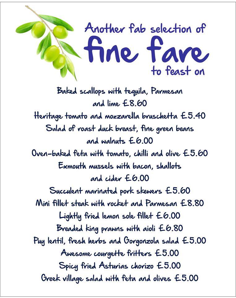 Menu at El Olivo restaurant, Exmouth