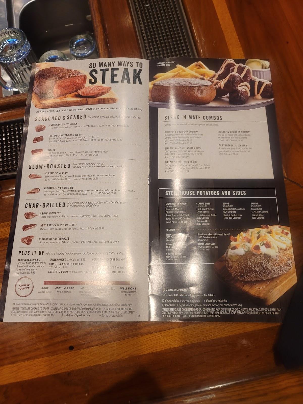 Menu at Outback Steakhouse, Irving, W Airport Fwy
