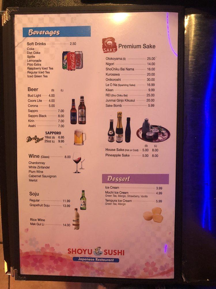 Menu at Shoyu Sushi Japanese Restaurant, Bakersfield, Mount Vernon Ave