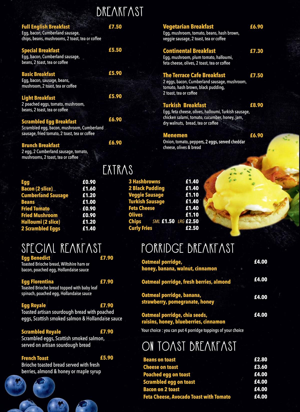 Menu at The Terrace Cafe-London, London, 2 Clifton Terrace