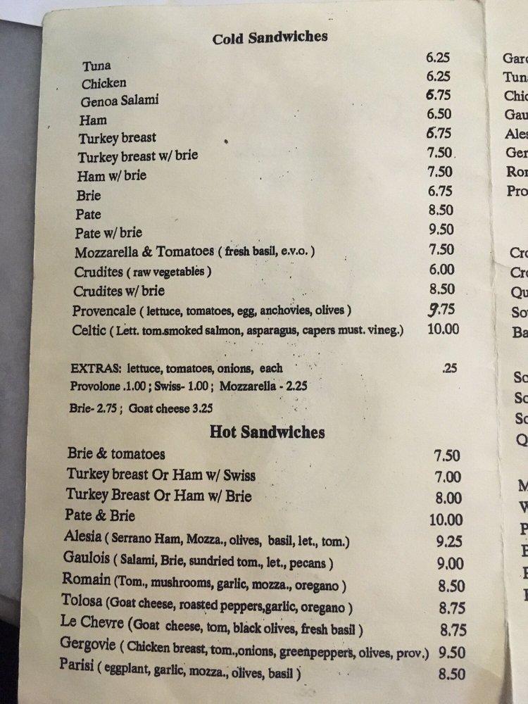 Menu at Café Lutécia cafe, Philadelphia