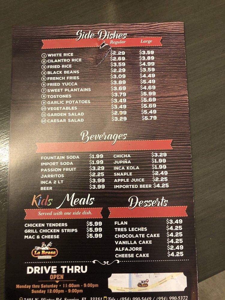 Carta del restaurante La Brasa Grill Sawgrass, Sunrise, Hiatus Rd