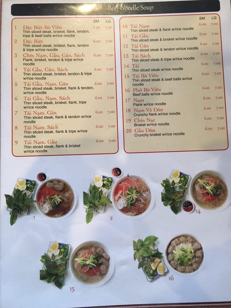 Menu at PHO#1 Noodle House restaurant, Vallejo