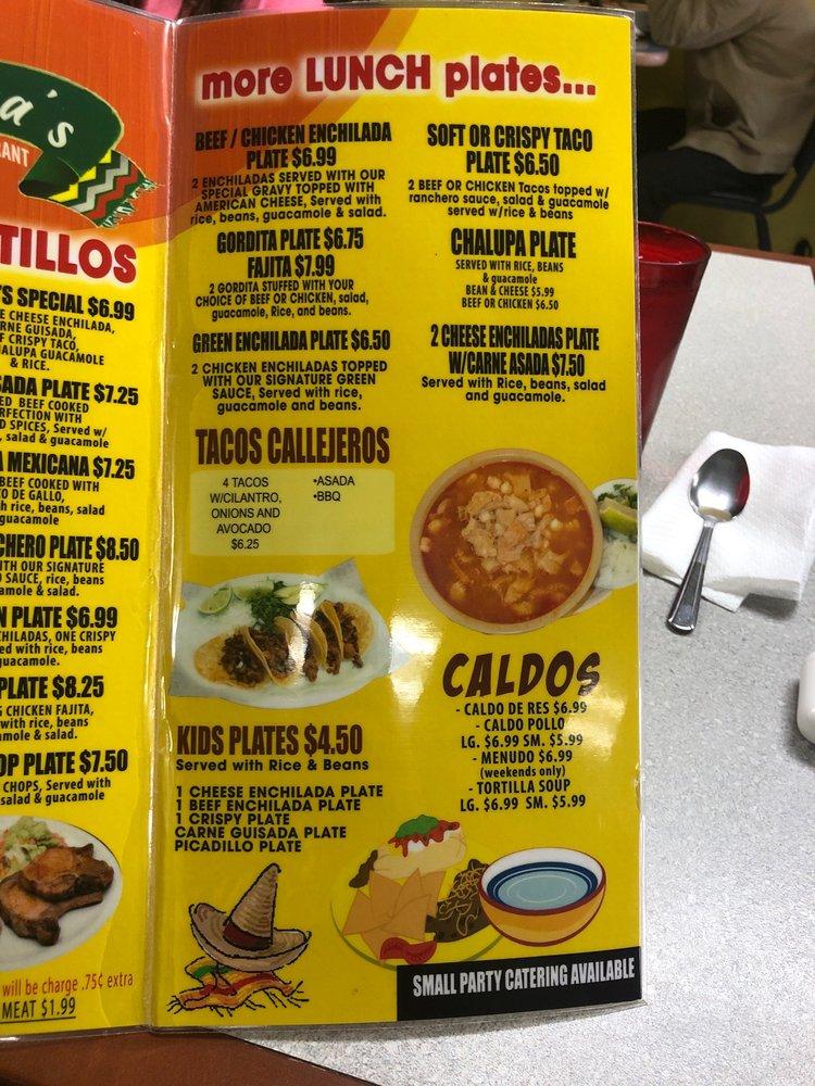 Menu at Ramona's Cafe # 1, San Antonio, 604 NW 24th St