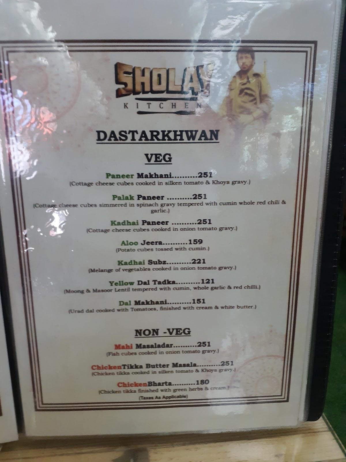 Menu at Sholay Kitchen, Kolkata