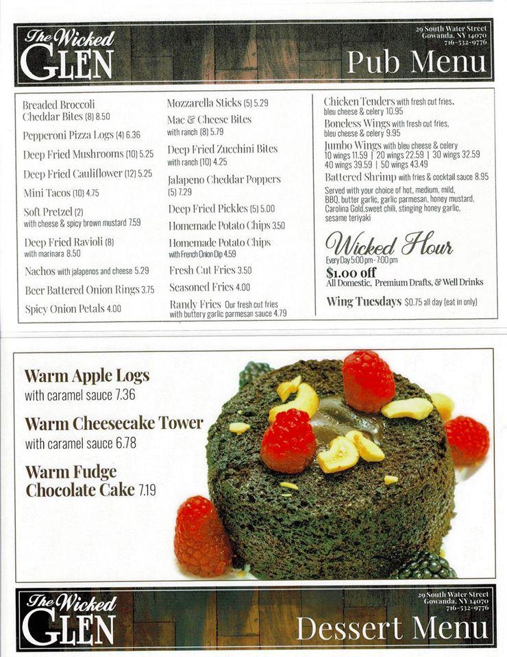 Menu at GoWanda Brewing at The Wicked Glen pub & bar, Gowanda