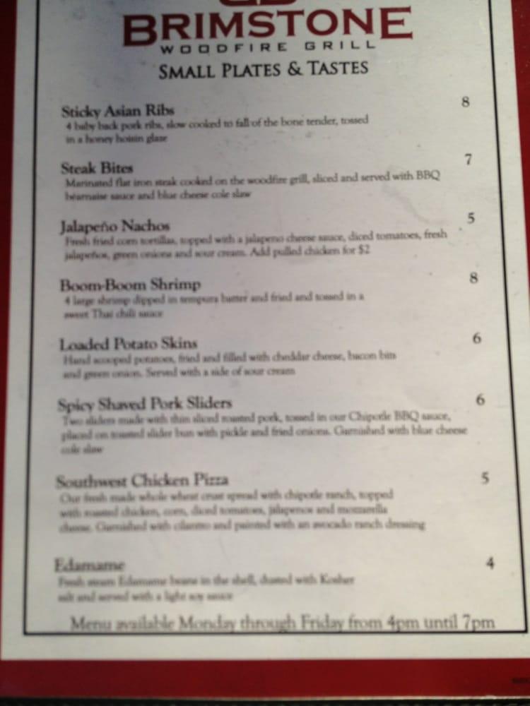 Menu at Brimstone Woodfire Grill steakhouse, Pembroke Pines