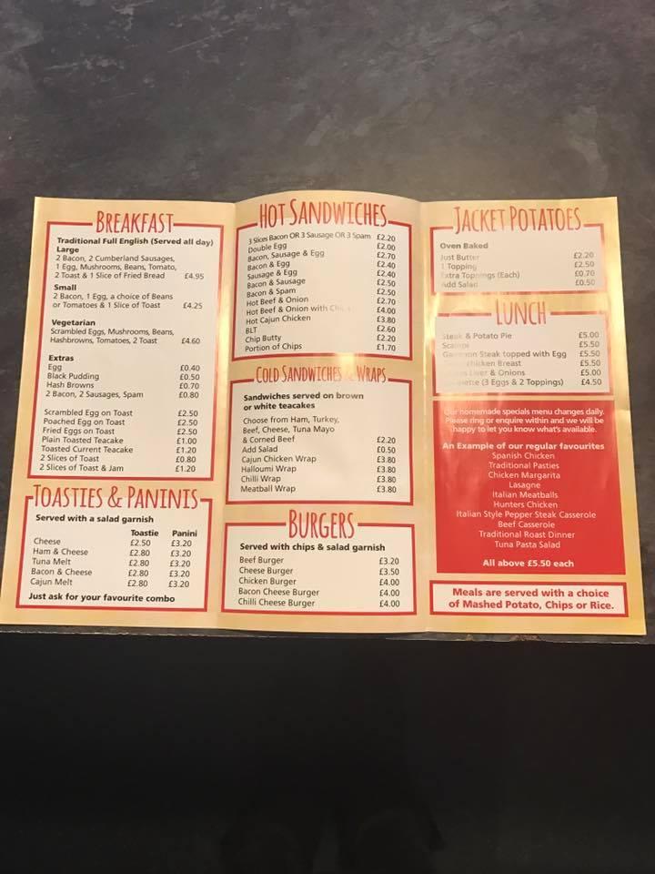 Menu at The Shay Cafe, Halifax