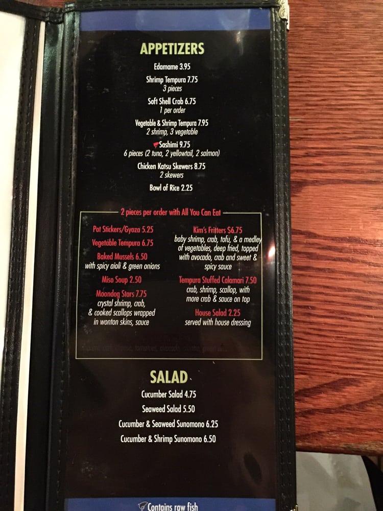 Menu at Sushi Pier Tahoe restaurant, Stateline