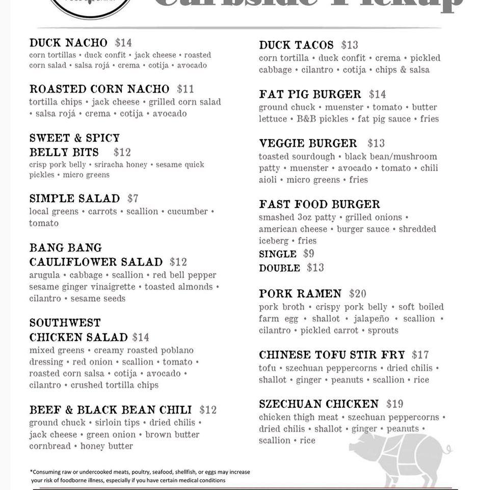 Menu at The Fat Pig pub & bar, Sandpoint