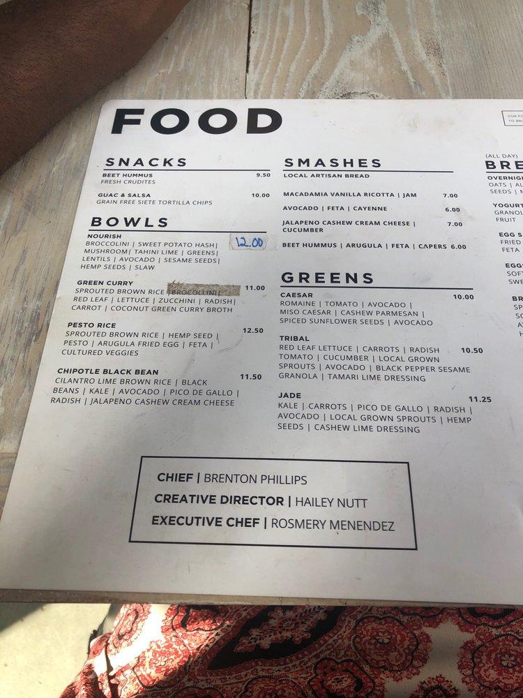Menu at Tribal All Day Cafe, Dallas